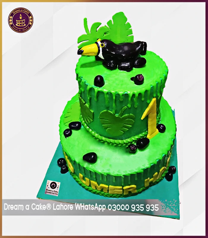 1st Birthday Green Jungle Theme Cake in Lahore - Dream a Cake