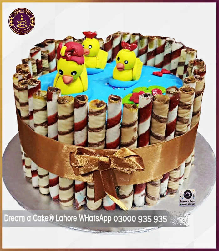 Quack-Tastic Wafer Stick Duck Pond Cake in Lahore - Dream a Cake